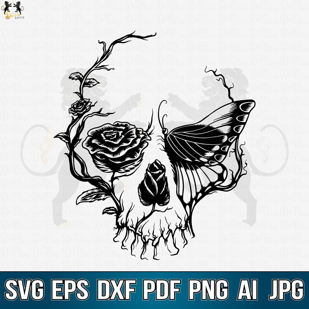 Skull Butterfly Svg, Skull Svg, Skull Butterfly Clipart, Gothic Svg ...