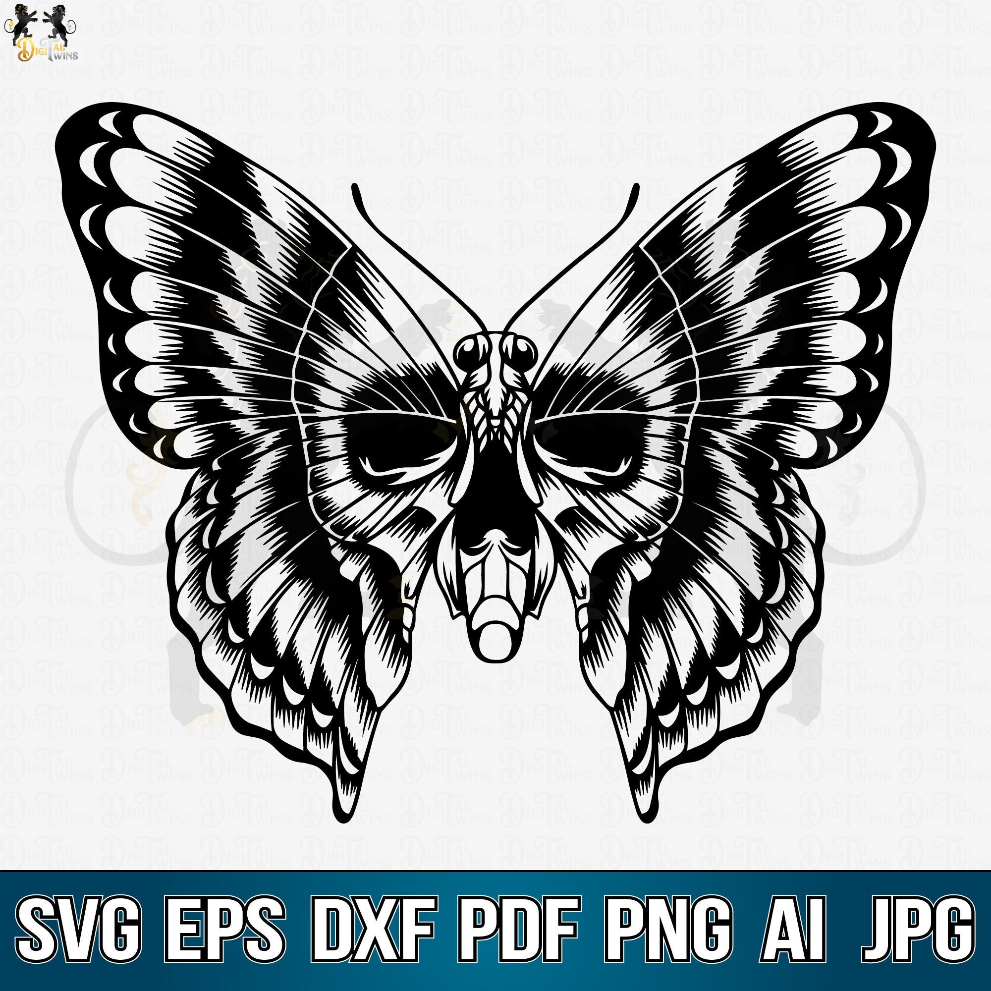 Skull Butterfly Svg, Skull Svg, Skull Butterfly Clipart, Gothic Svg ...