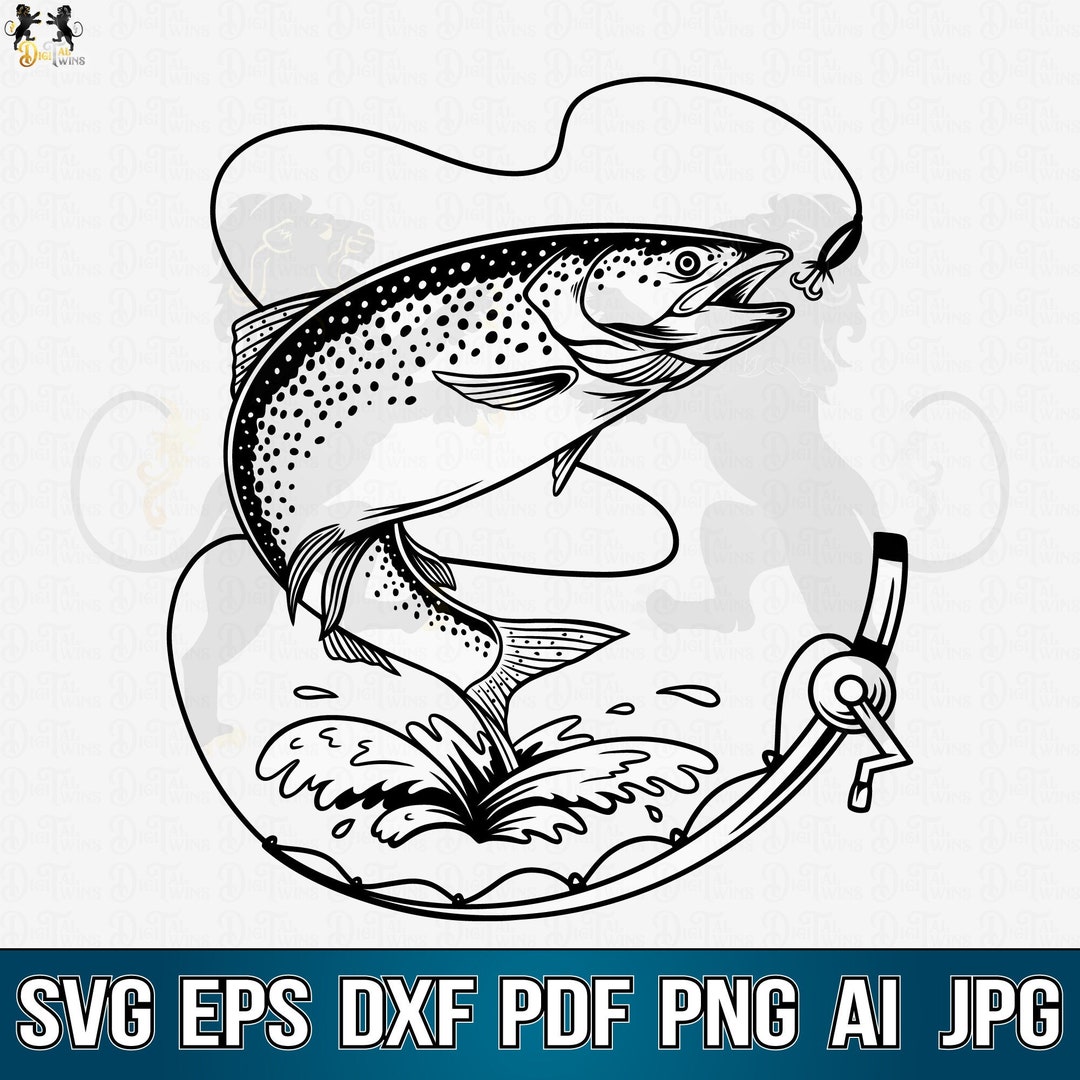 Trout Fishing Svg, Fishing Svg, Trout Fish Svg, Trout Clipart, Trout ...