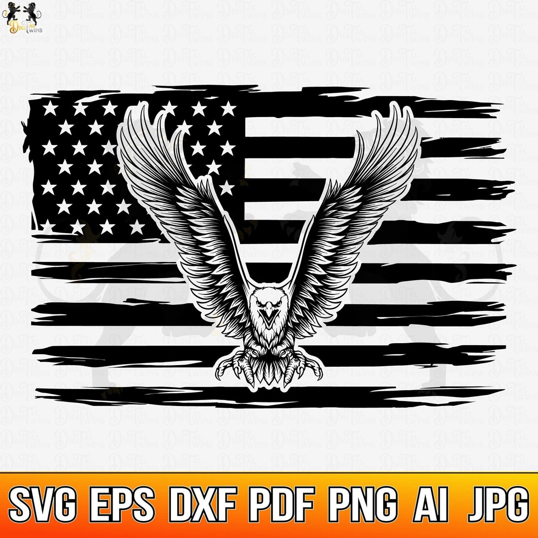 Eagle Through Flag Svg, Eagle With Flag Svg, Eagle USA Svg, American ...