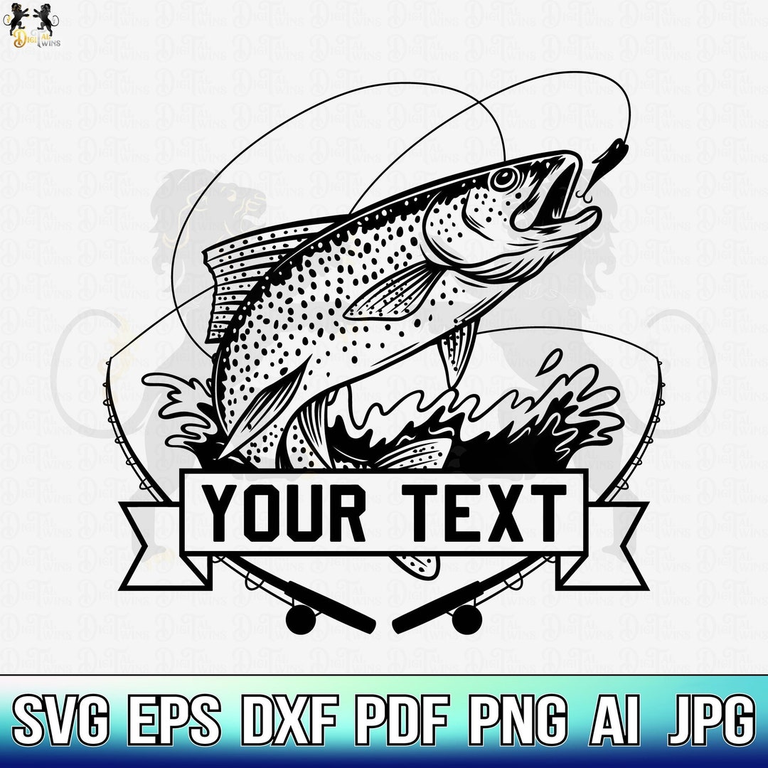 Trout Fishing Name Svg, Fishing Svg, Trout Fish Svg, Trout Clipart ...