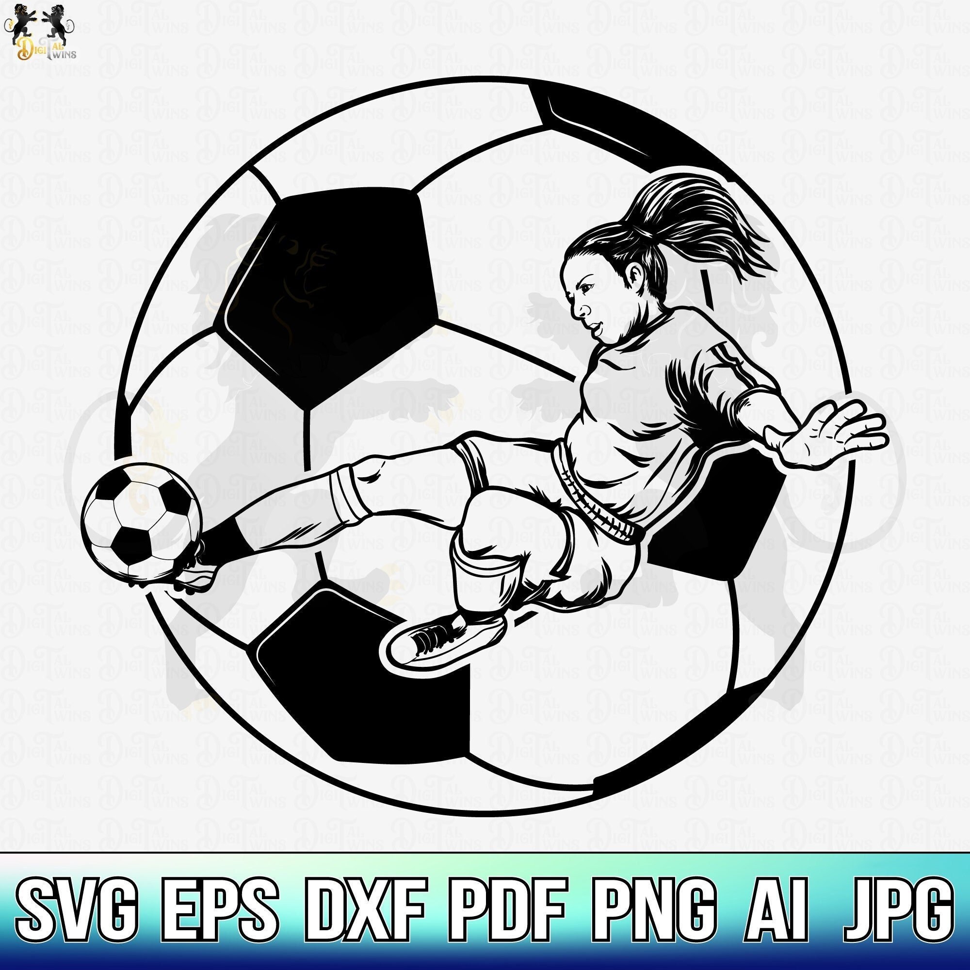 Girl Soccer Player Svg, Soccer Svg, Soccer Monogram Svg, Soccer Clipart ...