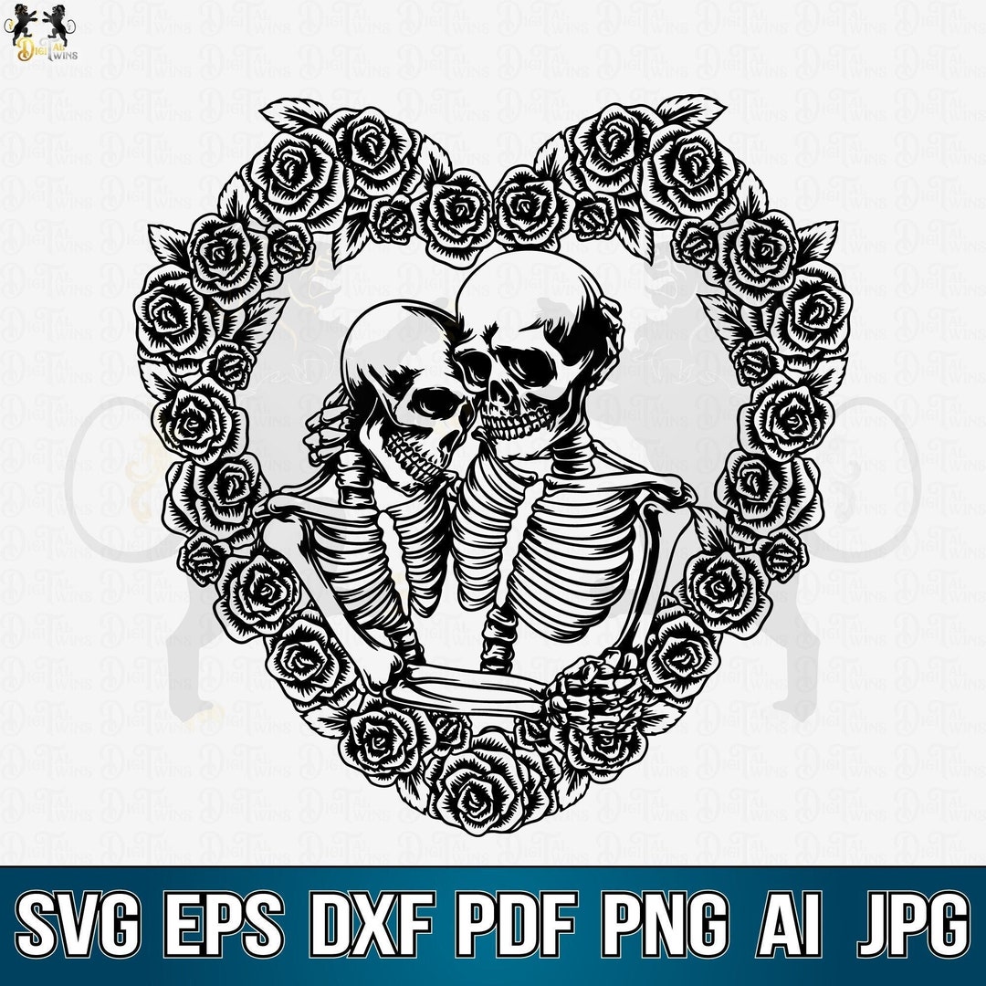 Skull Lovers Svg, Skull Svg, Dead Skeleton Love Svg, Gothic Svg, Skull ...