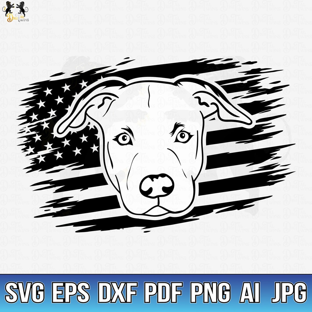 Pitbull With Flag Svg, American Pit Bull Svg, Pitbull Clipart, Pitbull ...