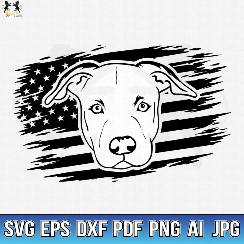 Pitbull With Flag Svg American Pit Bull Svg Pitbull Clipart | Etsy