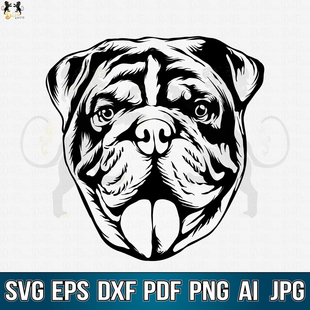 Bulldog Svg, American Bulldog Svg, Bulldog Clipart, Bulldog Vector ...