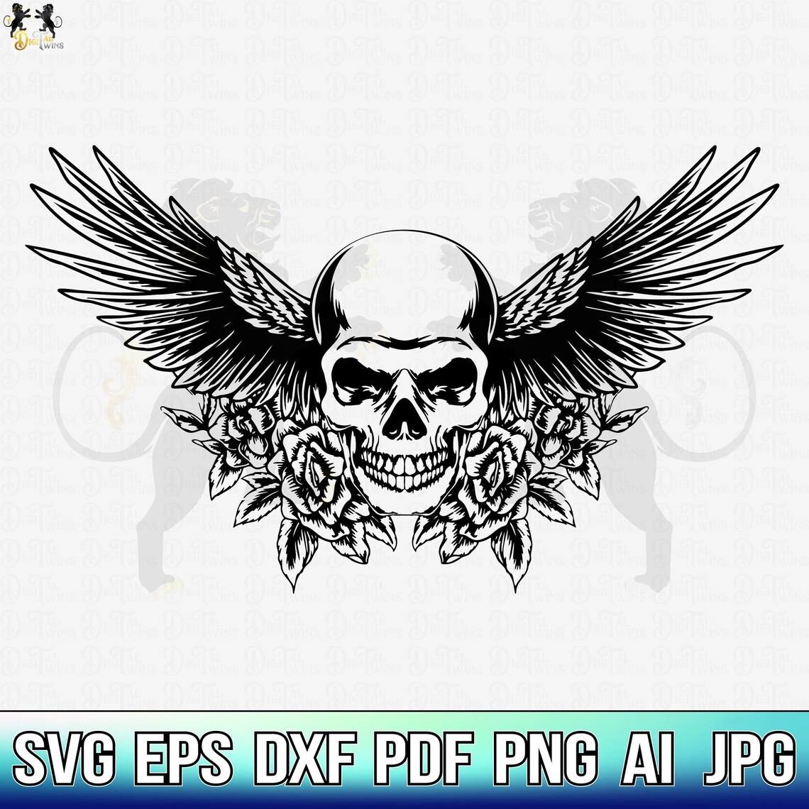 Skull With Wings SVG Skull With Flowers SVG Skull SVG Skull - Etsy