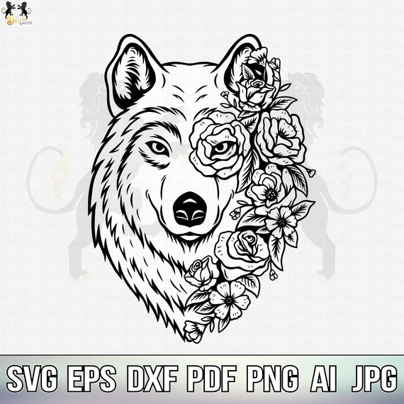 Wolf With Flowers Svg Wolf Svg Wolf Flower Svg Wolf Head - Etsy Finland
