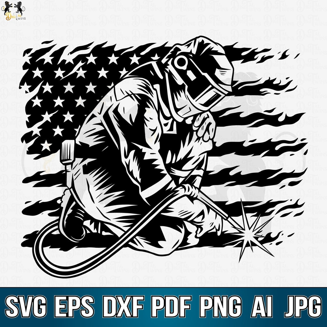 Welder With USA Flag Svg, Welder Svg, Welding Svg, Welder Clipart ...