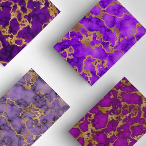 Purple Gold Marble Digital Paper, Marble Seamless Patterns, Marble ...
