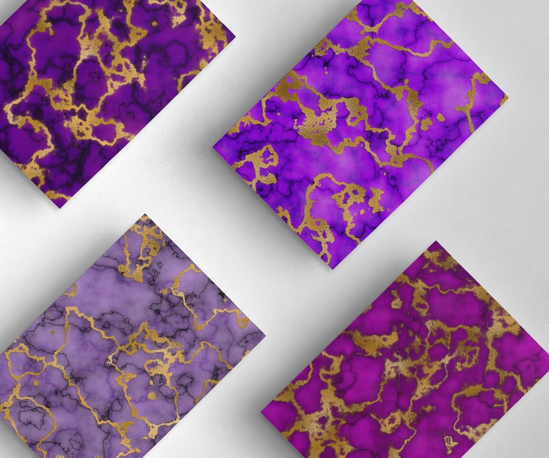 Purple Gold Marble Digital Paper Marble Seamless Patterns - Etsy
