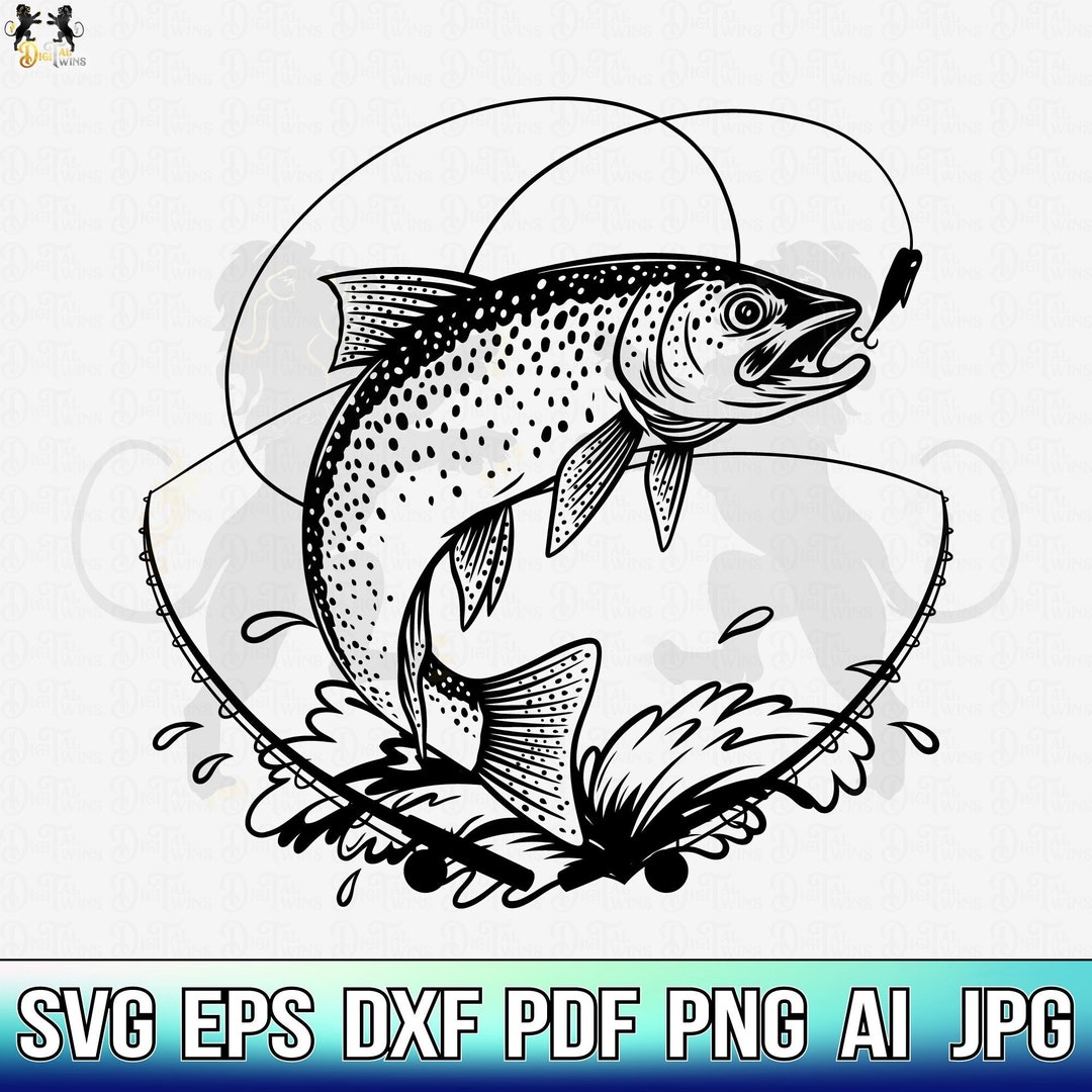 Trout Fishing Svg, Fishing Svg, Trout Fish Svg, Trout Clipart, Trout ...