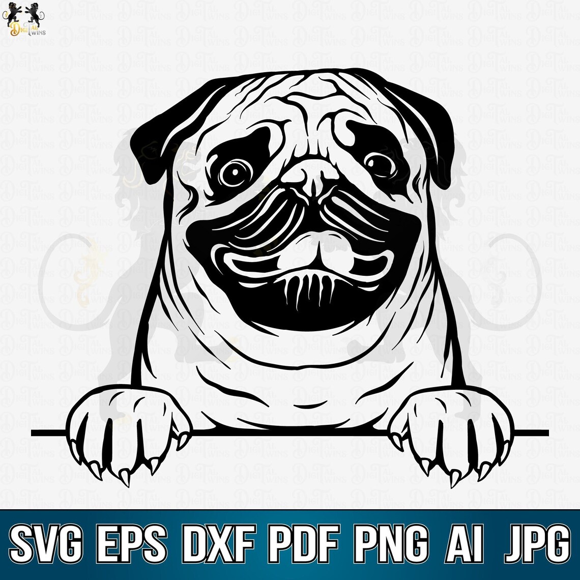 Pug Svg Pug Clipart Pug Vector Pug Cricut Pug Cutfile Pug - Etsy