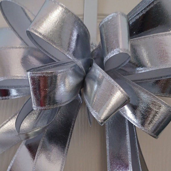 Silver Christmas Bow - Etsy