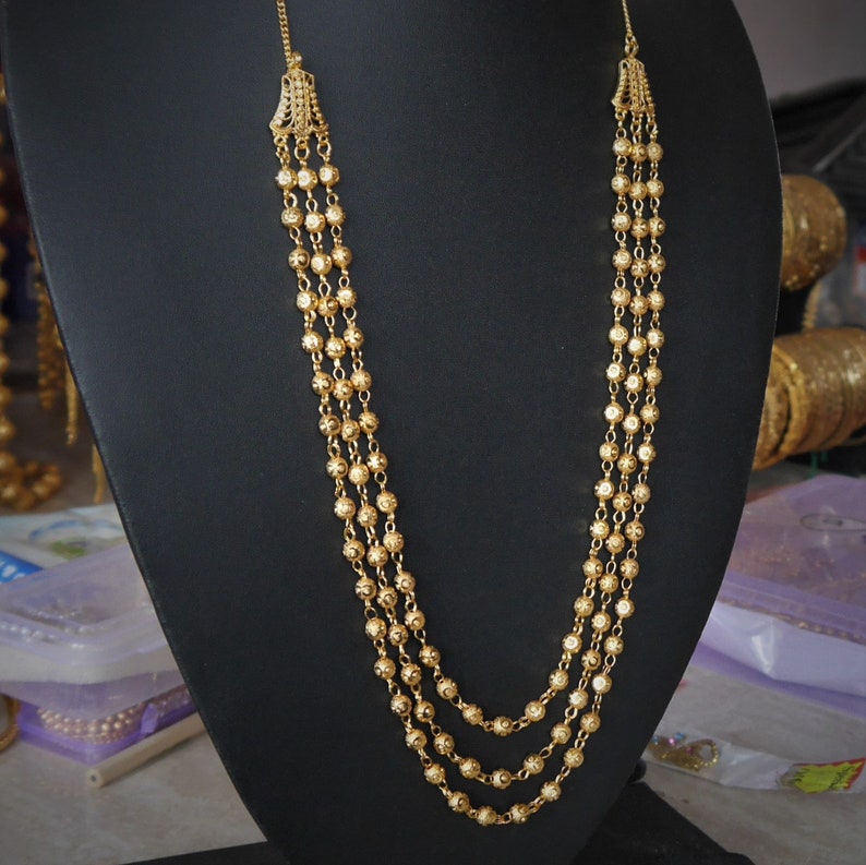 Indian Gold Chain Gold Plated Triple Chain - Etsy