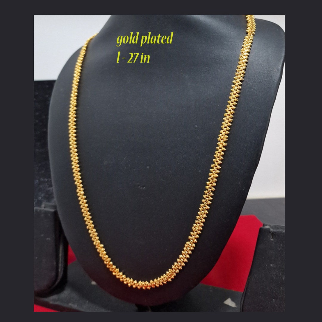 Indian Gold Chain Gold Plated Long 24in Solid Mala - Etsy