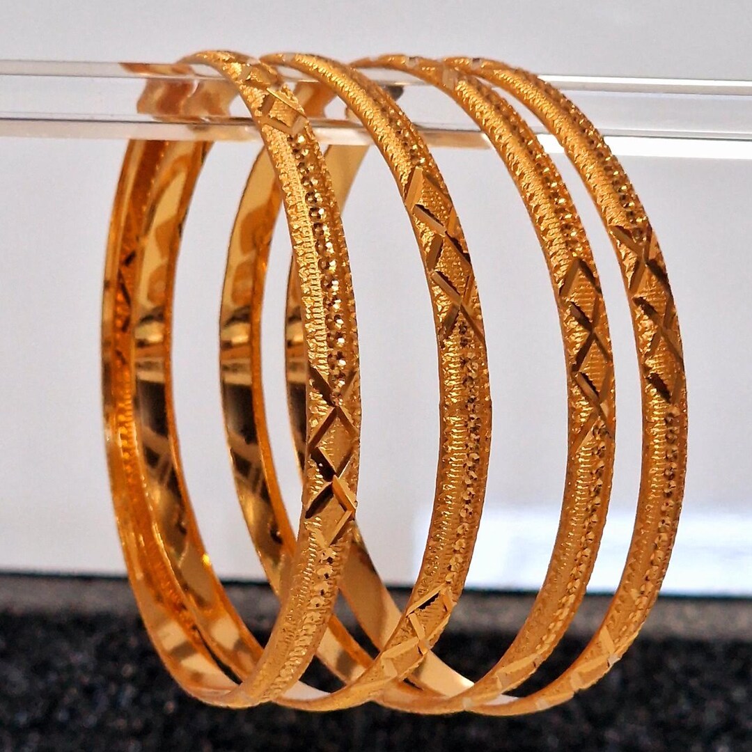 Extra Large Sizes 2.10 Indian Gold-plated Bangles Bracelets Set of 4 - Etsy