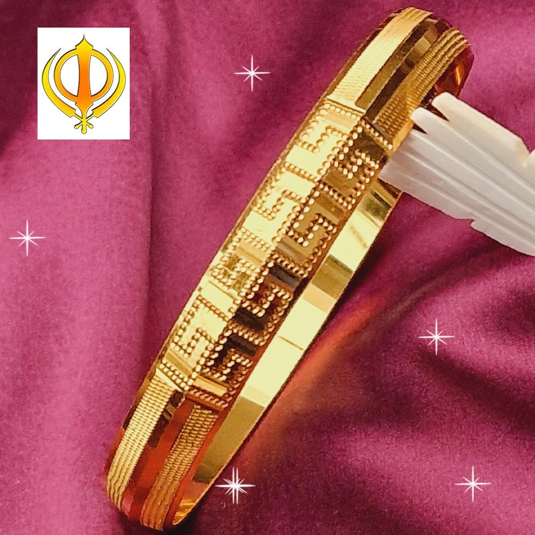 Gold/silver Plated Etched Design Sikh Punjabi Kada/kara/bangle/bracelet ...