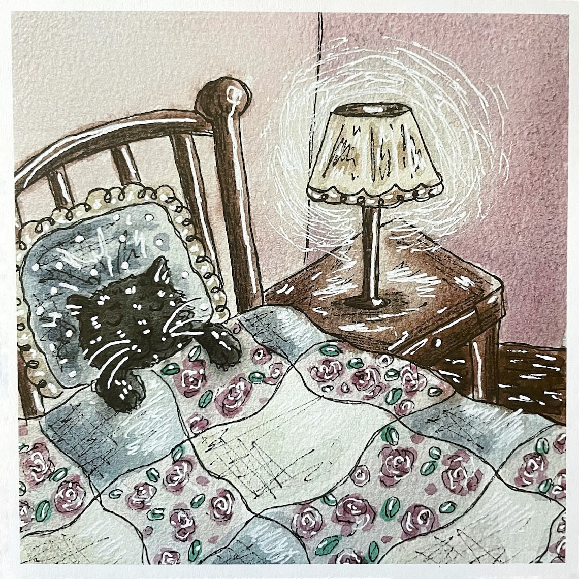 Sleepy Cat Art Print - Etsy
