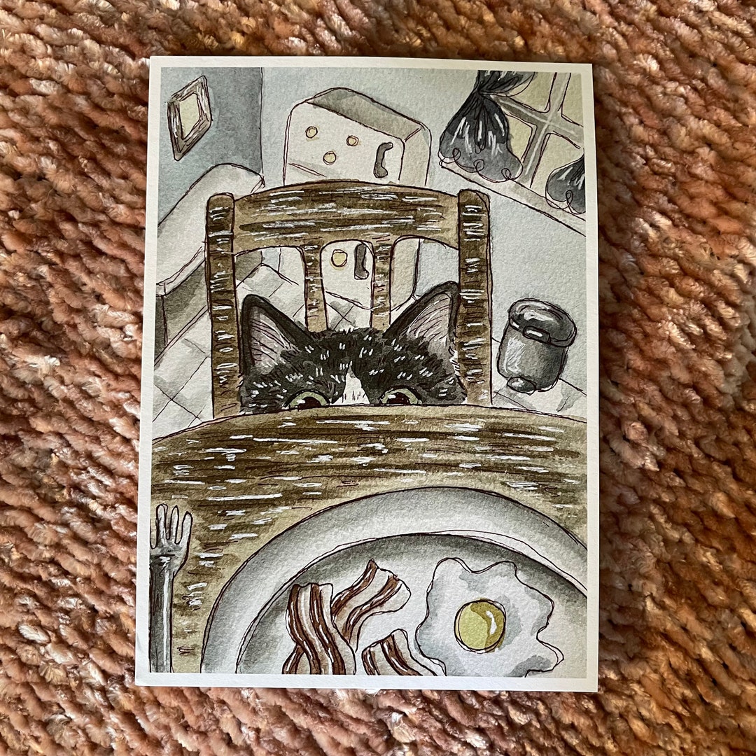Hungry Cat Art Print - Etsy