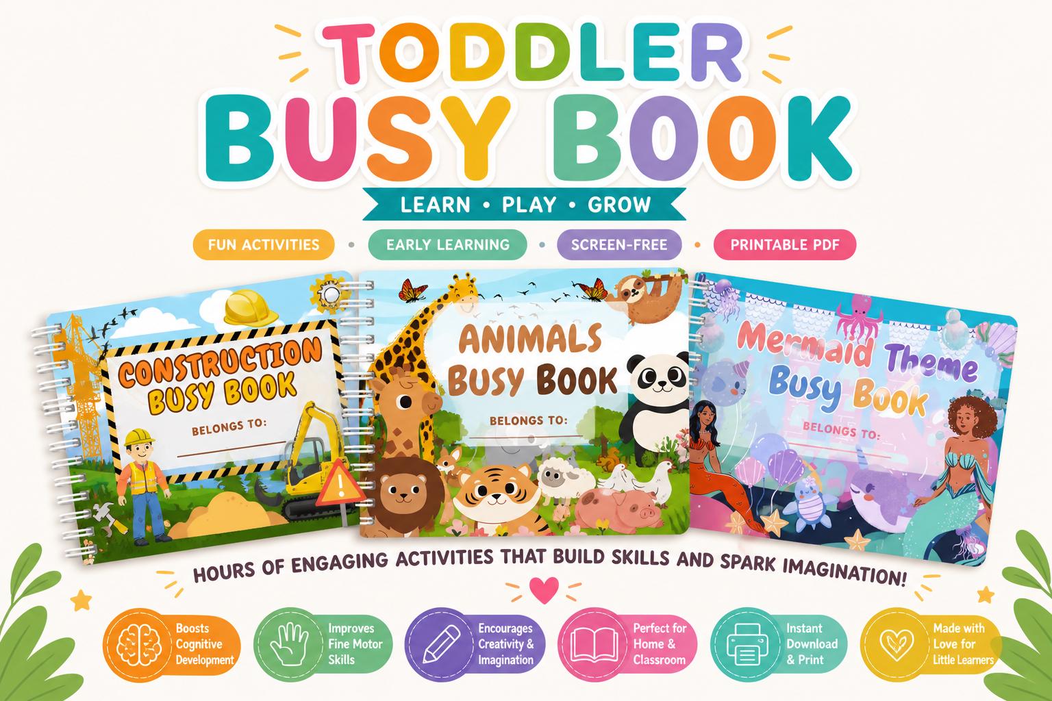 Toddler Busy Book Printable – Montessori Learning Binder for Preschool ...