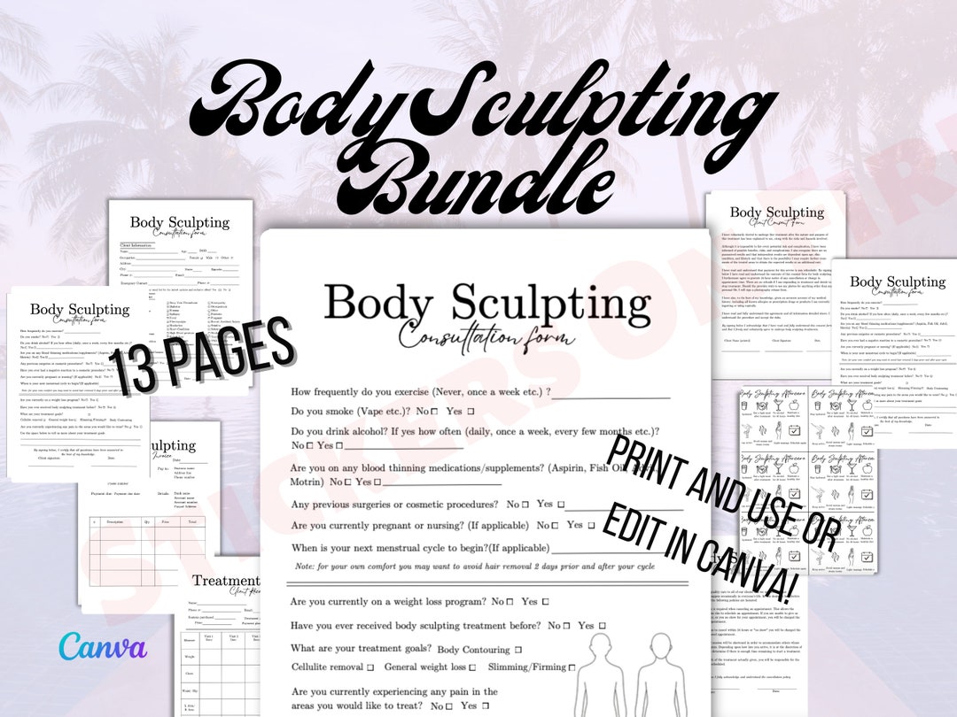 Massage Body Sculpting Bundle Body Contouring Consultation Templates ...
