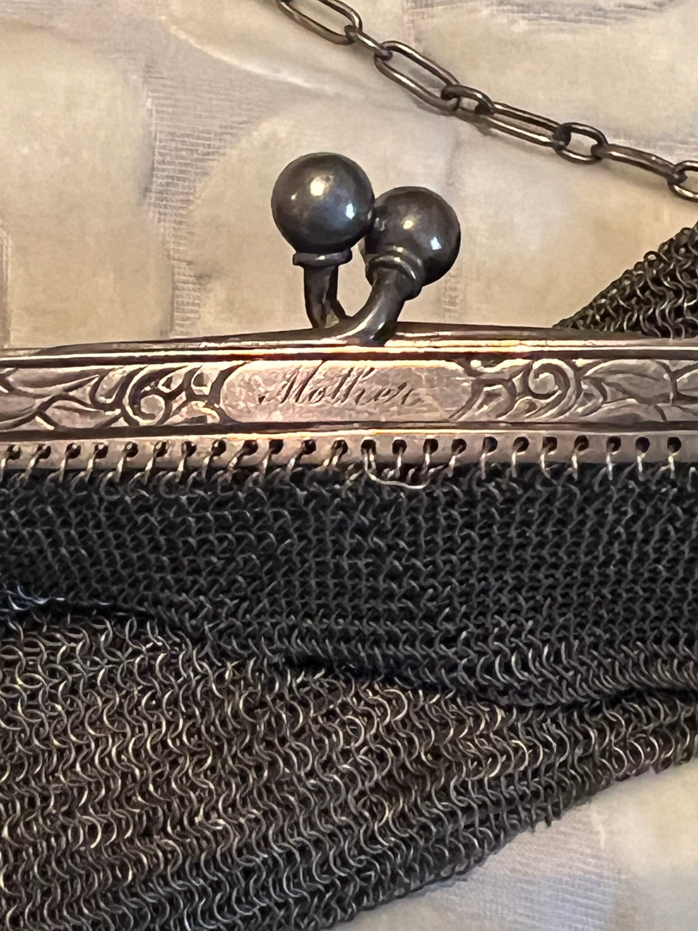 Sterling Silver Metal Mesh Flapper Purse Costume Handbag 1920s Antique ...