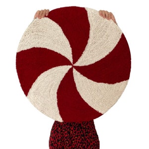 Lollipop Candy Rug, Hand Tufted Xmas Rugs, Christmas Shaped Rug ...