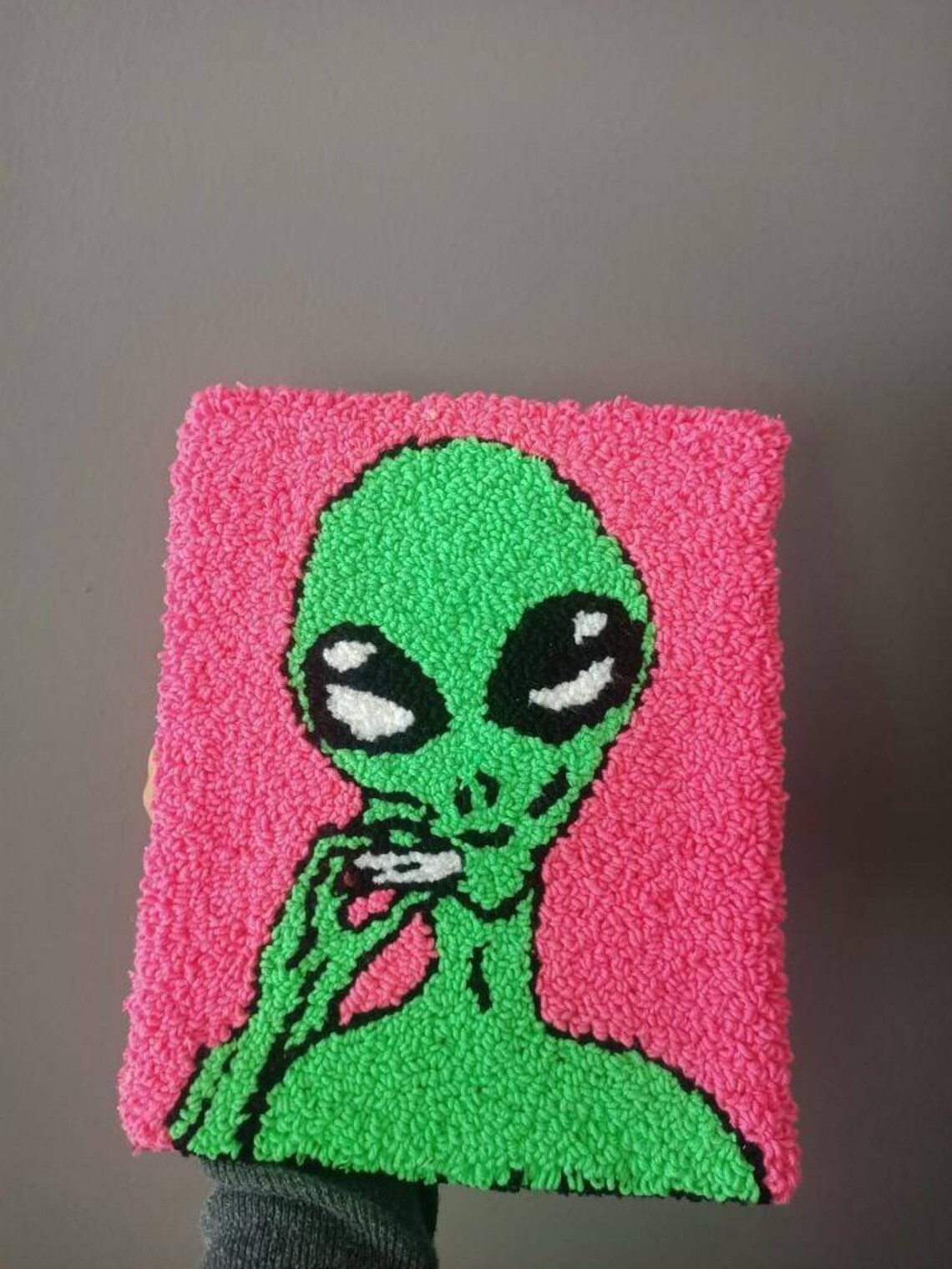 Smoking Alien Mini Wall Rug Alien With Cigarette Alien Punch - Etsy