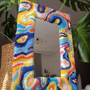 50" Full Length Multicolor Tufted Rug Mirror Cloth, Custom Wavy Punch ...