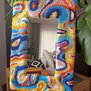 50" Full Length Multicolor Tufted Rug Mirror Cloth, Custom Wavy Punch ...