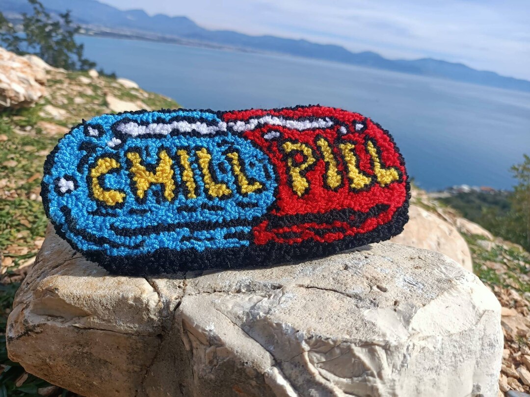 Chill Pill Mini Rug, Chill Pill Coaster, Custom Chill Pill Rug, Hand ...