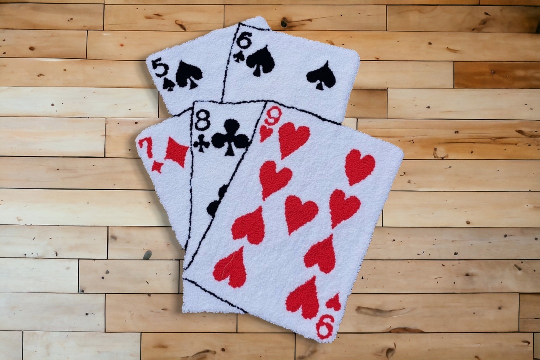 Customizable Playing Cards Rug, Punch Needle Play Room Rug, Tufted ...