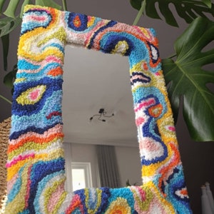 50" Full Length Multicolor Tufted Rug Mirror Cloth, Custom Wavy Punch ...