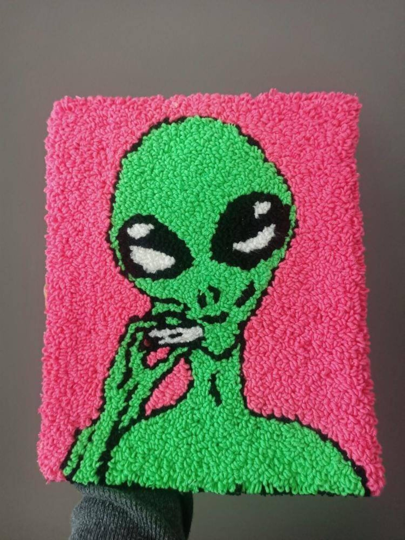 Smoking Alien Mini Wall Rug Alien With Cigarette Alien Punch - Etsy
