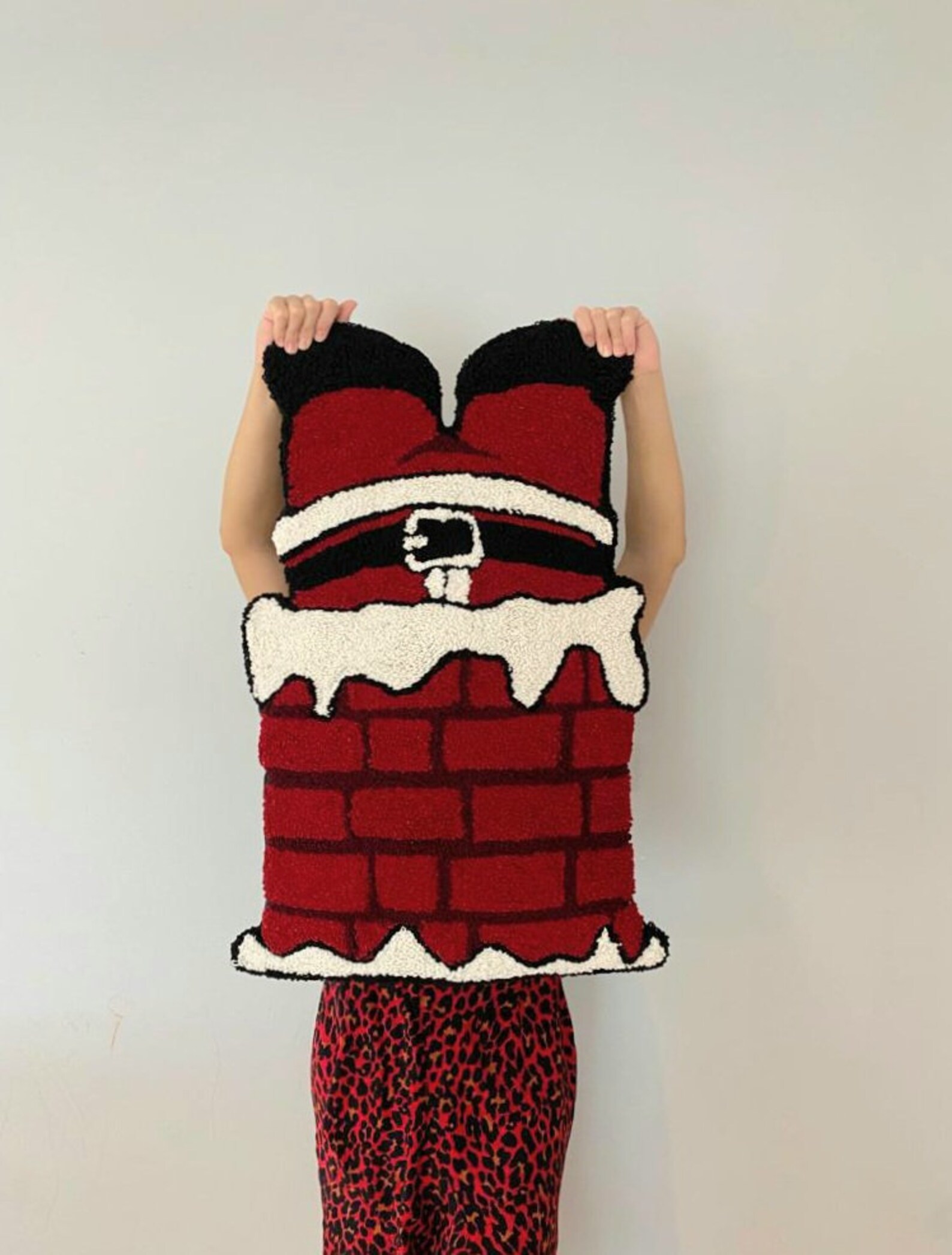 Santa Stuck in Chimney Rug, Hand Tufted Santa Rug, Santa Chimney Rug ...