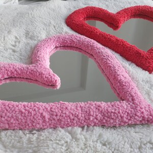 Heart Tufted Wall Mirror, Red Heart Punch Needle Rug Mirror, Cool ...