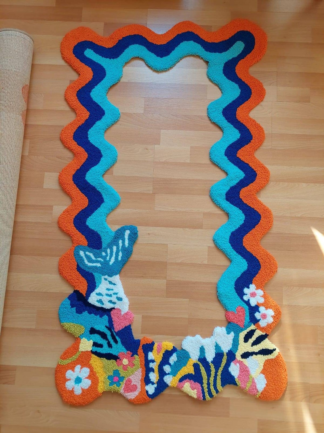 51 Full Length Multicolor Tufted Rug Mirror Cover Wavy - Etsy