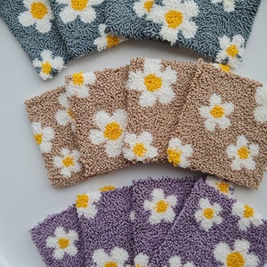 Punch Needle Coaster, Sage Green Coaster, Sage Decor, Floral Coaster ...