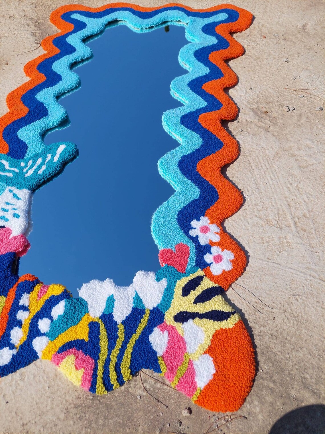 51 Full Length Multicolor Tufted Rug Mirror Cover Wavy - Etsy