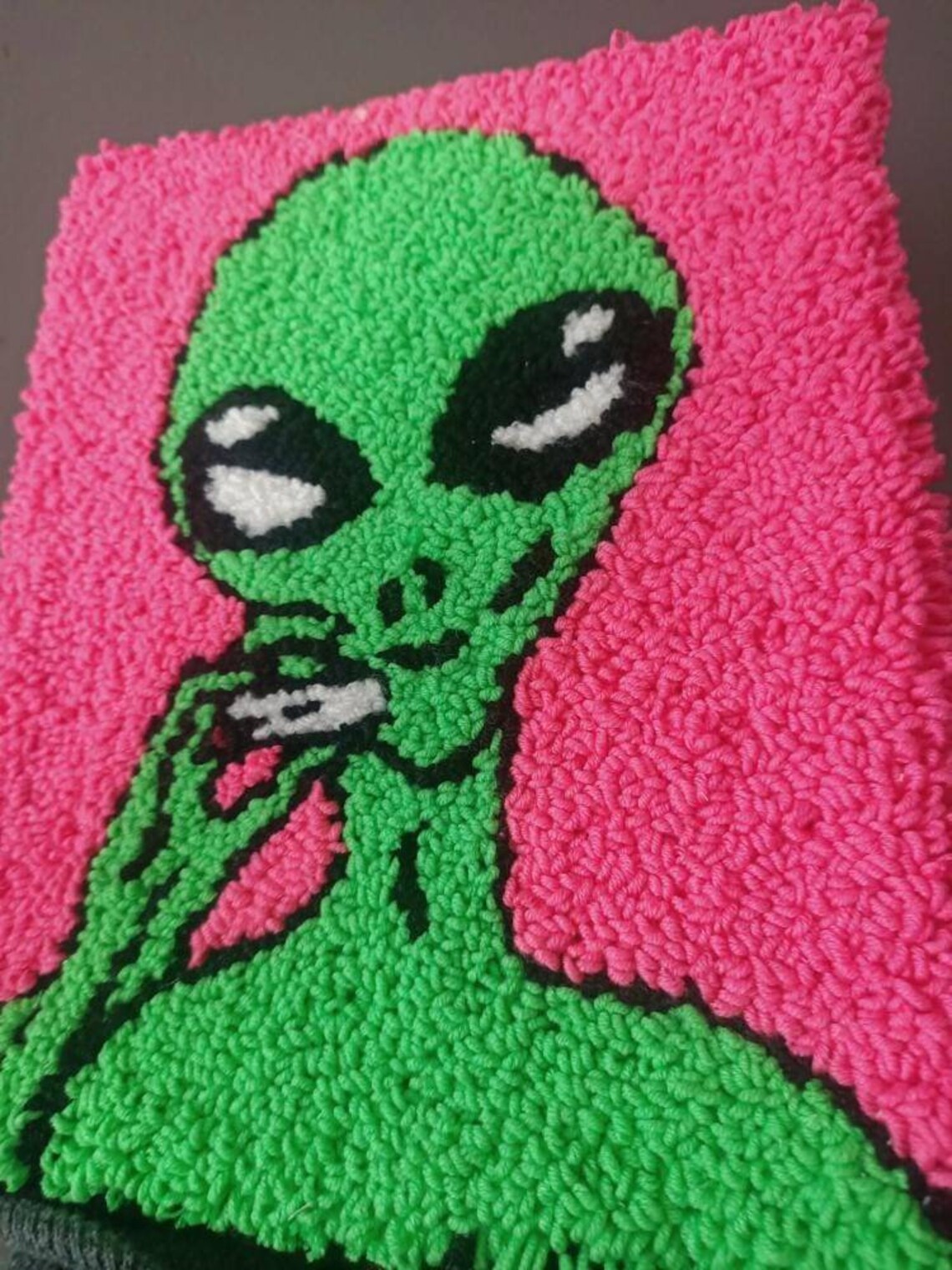 Smoking Alien Mini Wall Rug Alien With Cigarette Alien Punch - Etsy
