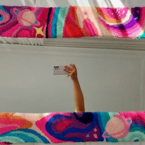 Tufted Retro Wavy Rug Mirror Aura Poster Mirror Punch Needle - Etsy