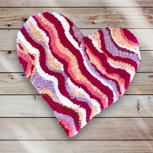 Heart Shaped Hand Tufted Rug, Pink Fluffy Heart Rug, Handmade Love Rug ...