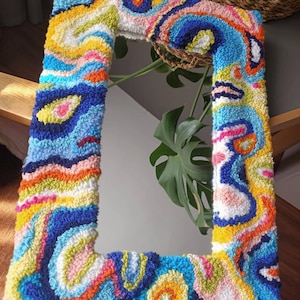 50" Full Length Multicolor Tufted Rug Mirror Cloth, Custom Wavy Punch ...