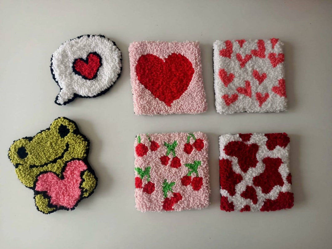 Punch Needle Heart Tufted Coaster Heart Shaped Jewelry Candle - Etsy