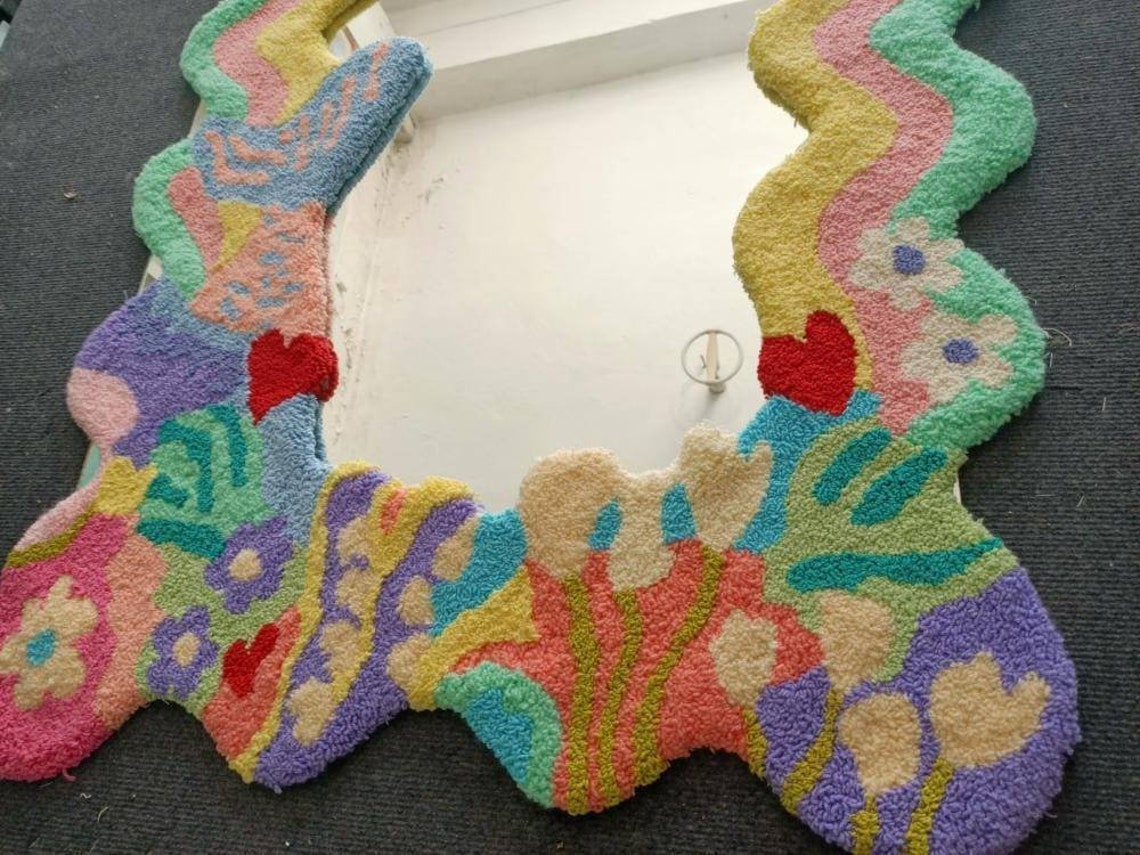 51 Full Length Multicolor Tufted Rug Mirror Tufted Wavy - Etsy