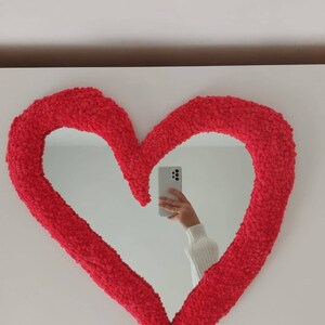 Heart Tufted Wall Mirror Red Heart Punch Needle Rug Mirror - Etsy