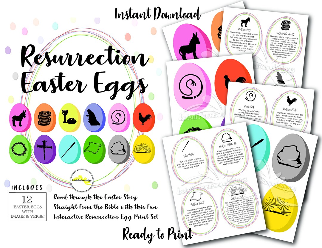 Resurrection Easter Egg Story Kit: Bible Verse Cards (PDF Download) - Etsy