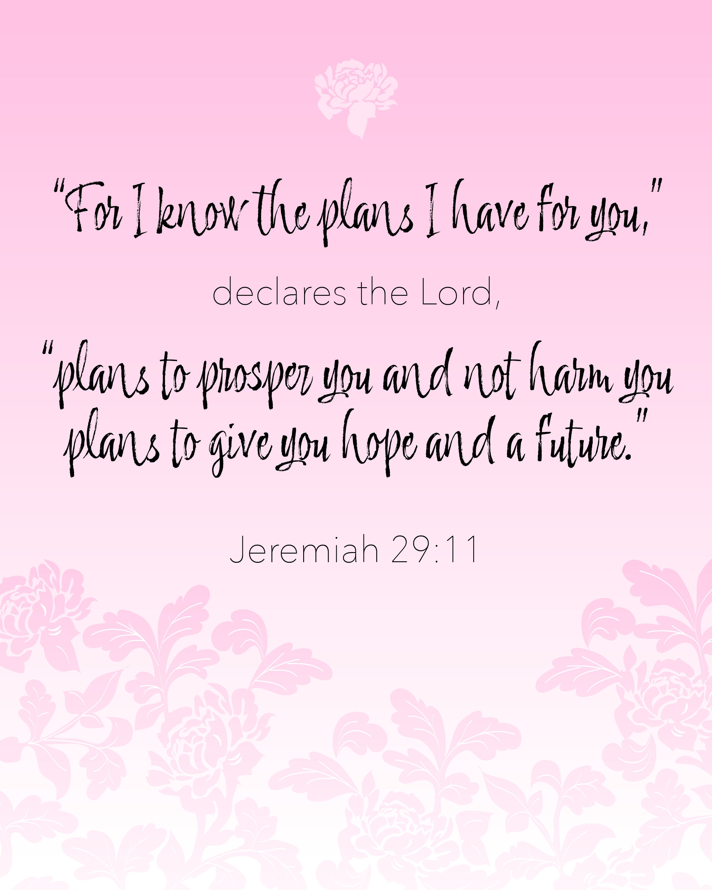 INSTANT DOWNLOAD Rosie Pink Flower Bible Verse 8x10 Print Jeremiah 29: ...