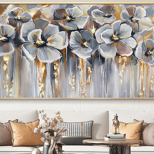 Large Gold Painting Modern Acrylic Gold Leaf Art Landscape | Etsy